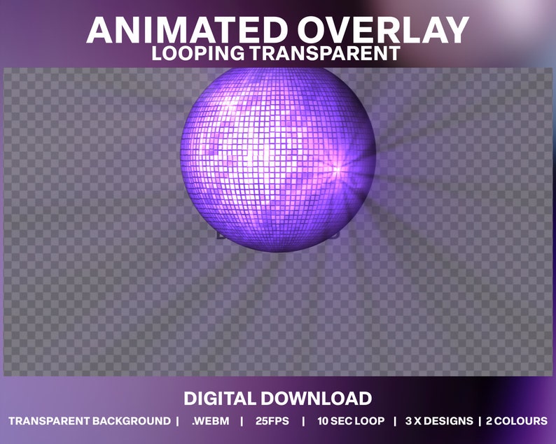 Disco Ball Animated Overlay Loops | Twitch DJ Stream Lights | Mirror ...