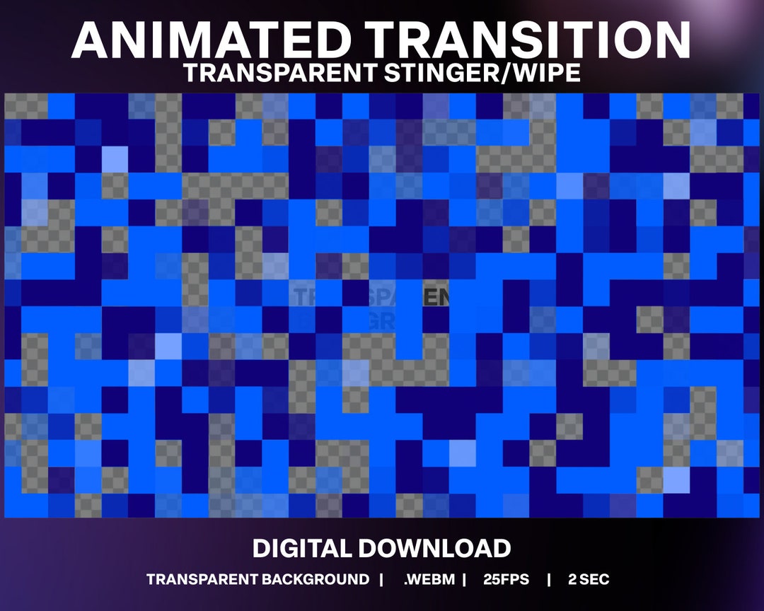 8-bit Pixel Stream Transition: Blue Chequer Twitch Wipe (digital ...