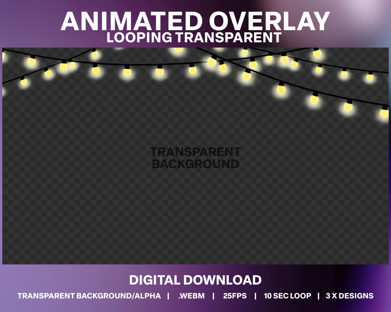 Animated Fairy Lights Stream Overlay: Festive Video Decoration (digital ...