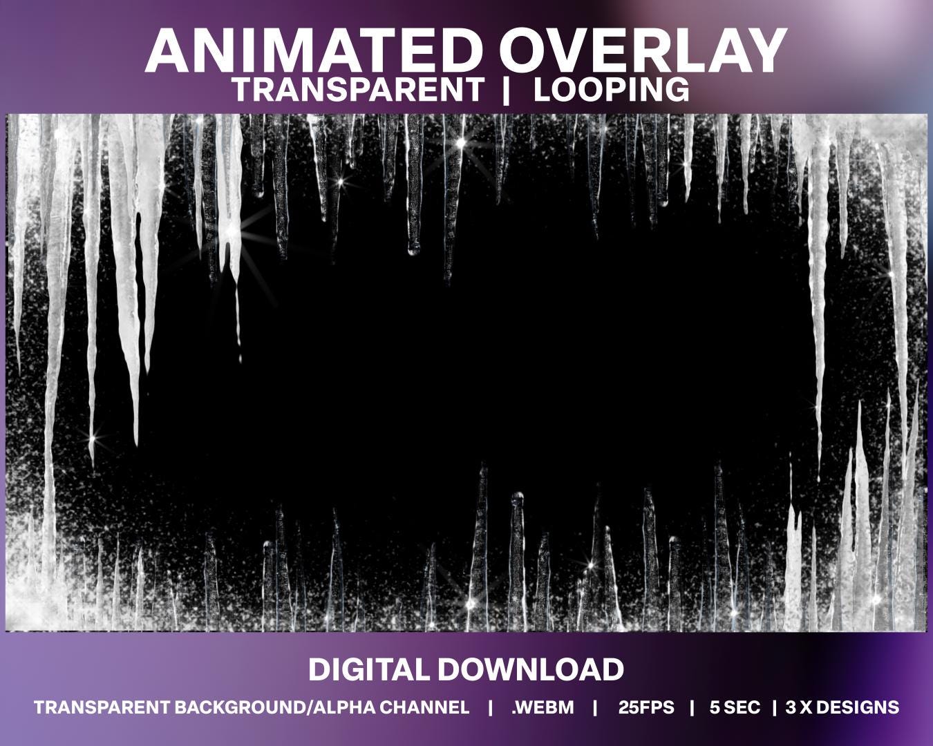 Ice Frost Animated Stream Border | Sparkle Icicles Overlay | Looping ...