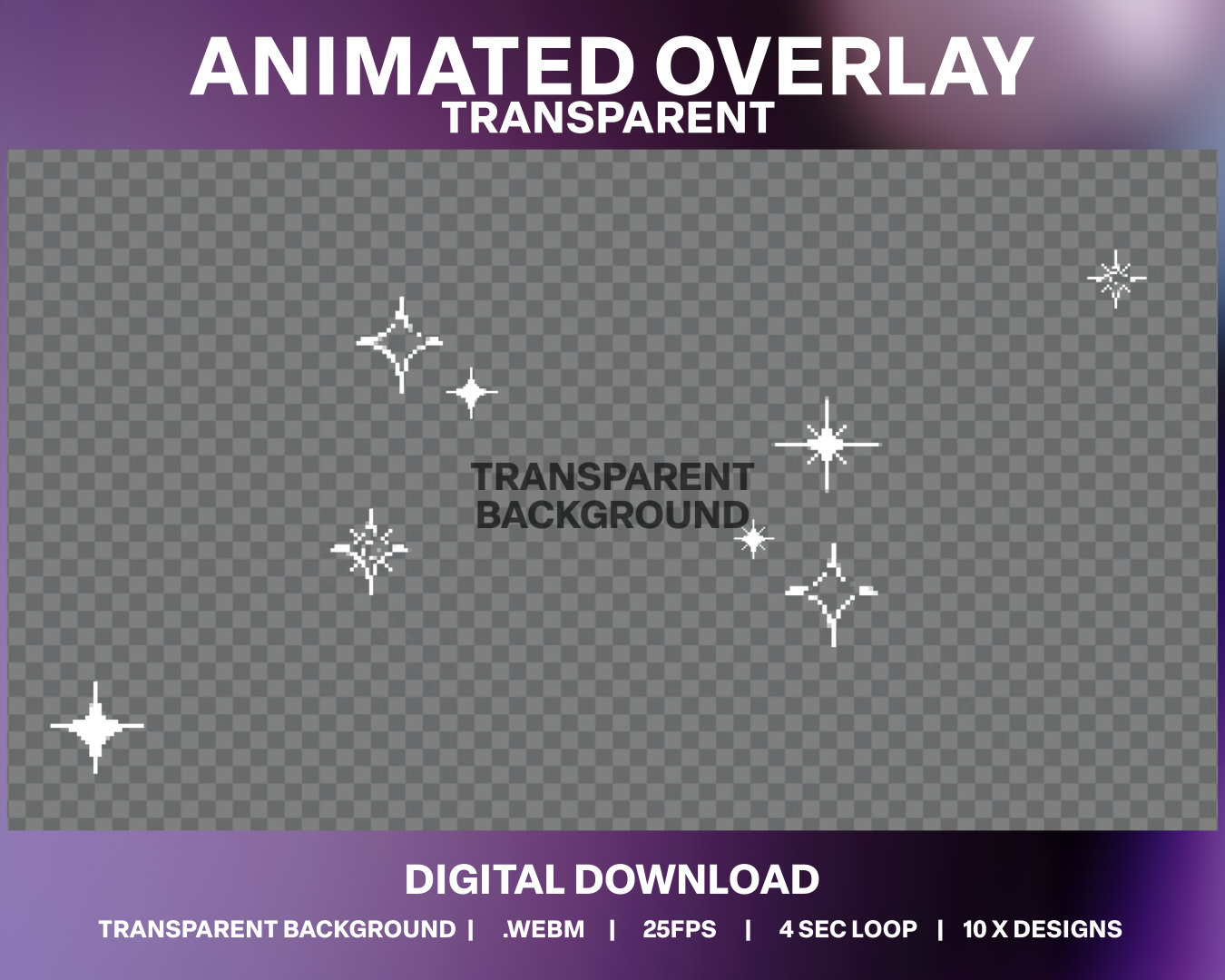 8bit Pixel Animated Stars Overlay | 10 Pack Starry Night Overlay Video ...