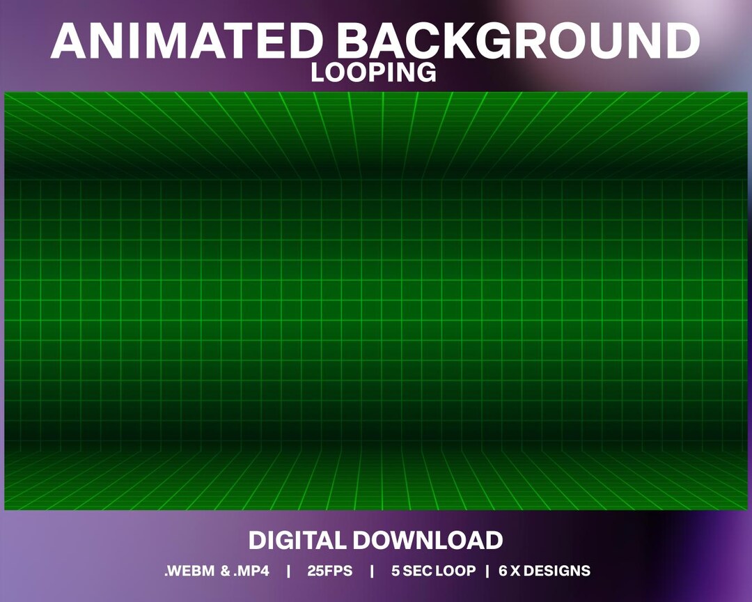 6x Animated GREEN Grid Background Loop Retrowave DJ Stream Streaming ...