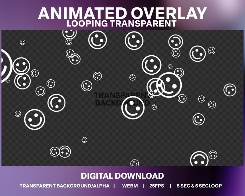 Animated Falling Smiley Face Overlay: Trippy Stream Decor (digital ...