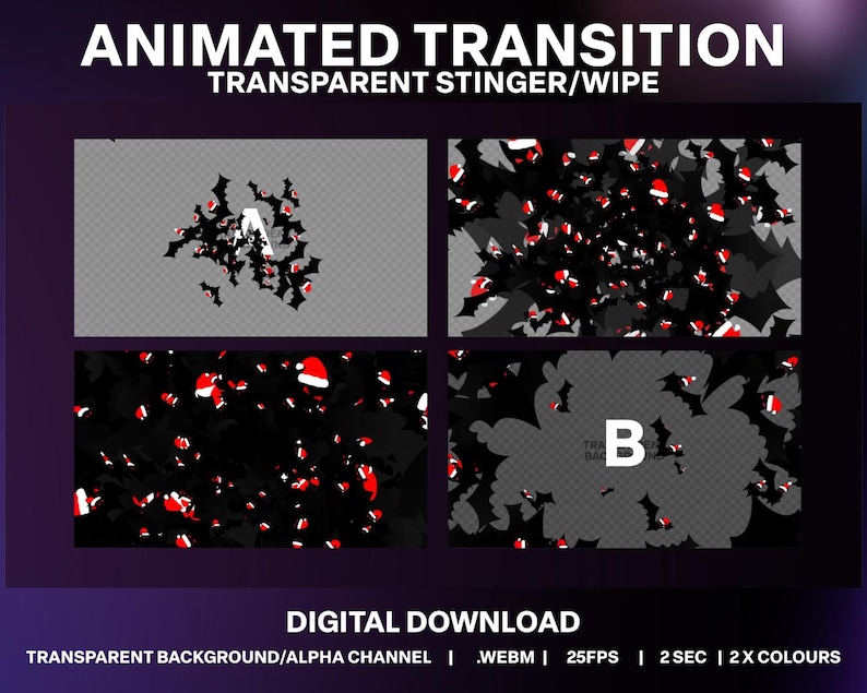 Xmas Bat Swarm Animated Stream Transition | Horror Twitch Wipe (digital ...