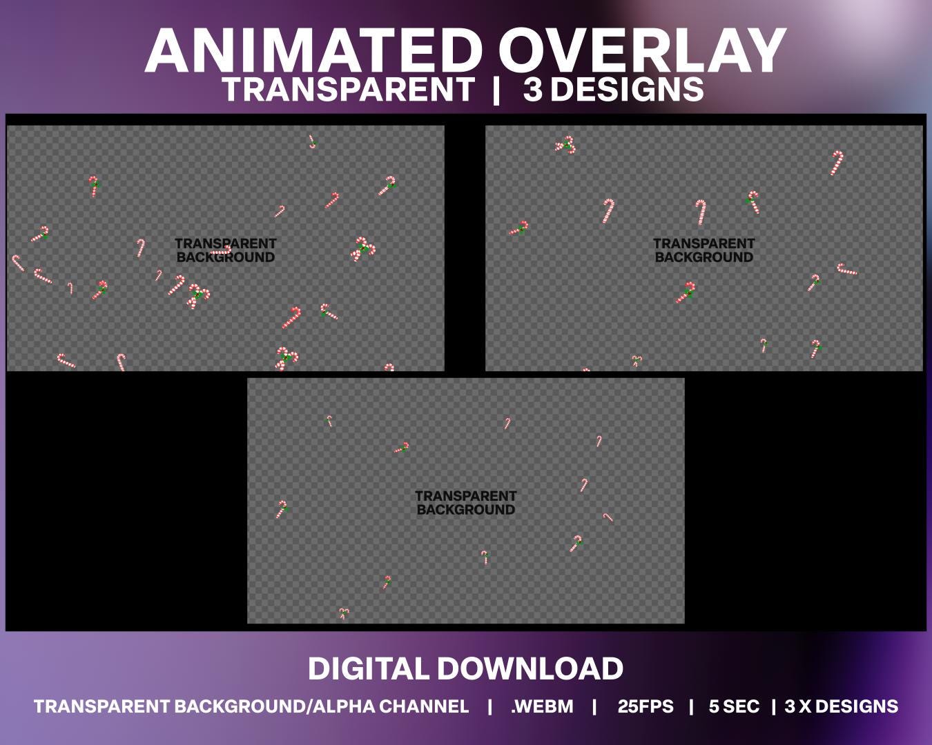 Falling Candy Canes Animated Stream Overlay | Christmas Decoration ...