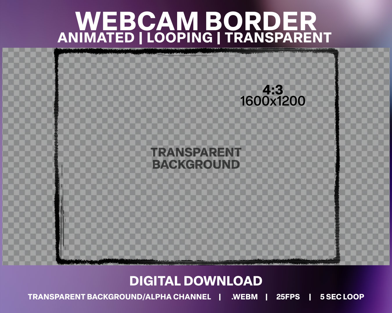 Dark Grunge Animated Webcam Border | Live Stream Black Frame | Creepy ...
