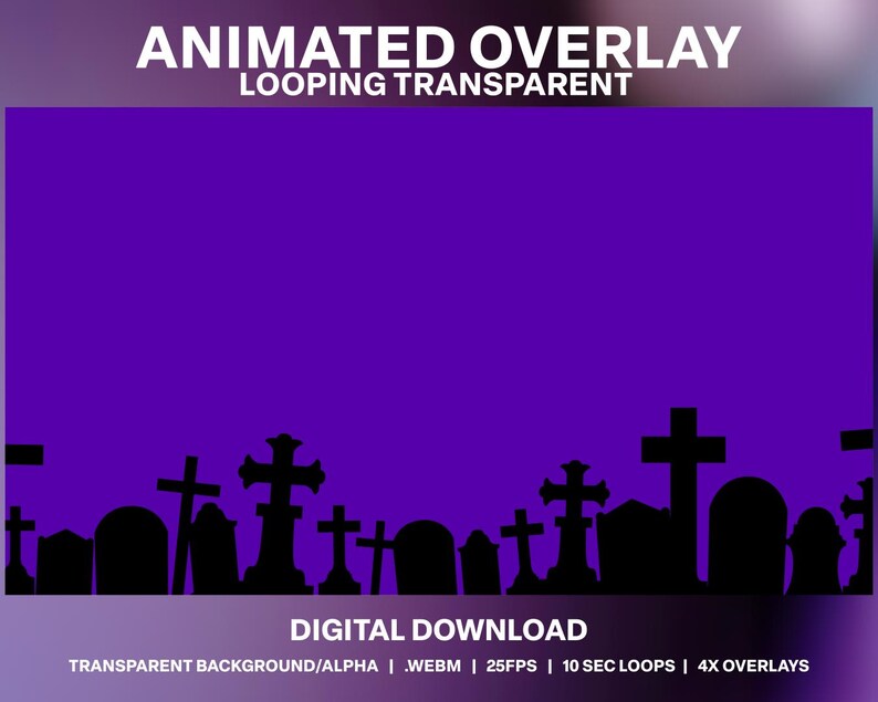 Animated Halloween Cemetery Stream Overlay: Creepy Tombstones (digital ...