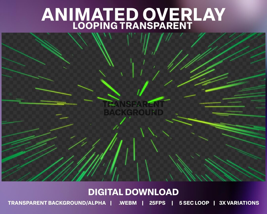Animated Stars Overlay Loops: Light Speed Stream Decoration (digital ...