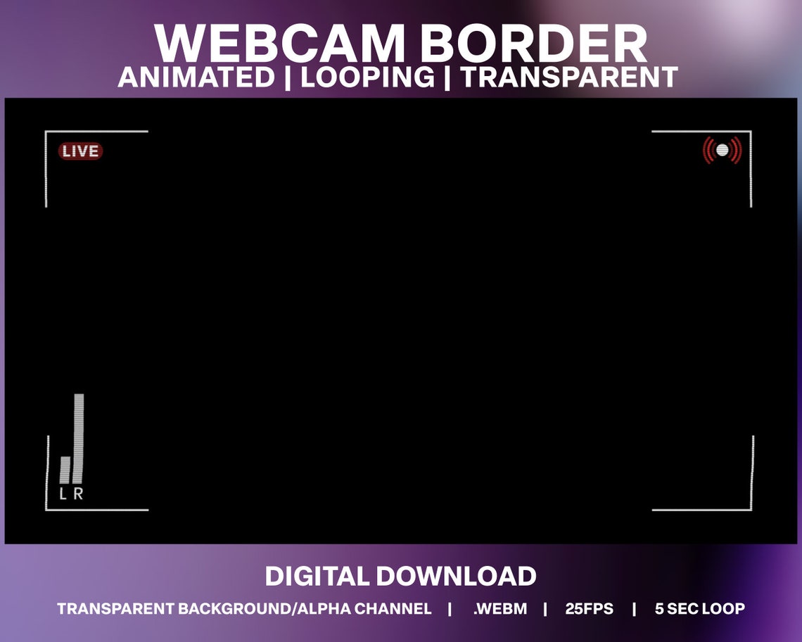 Animated Glitch Webcam Border Overlay: Streaming UI Pack (digital ...
