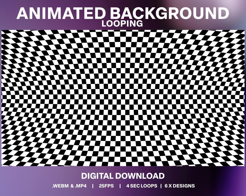 6x Animated Wavy Check Background Loops | Trippy Checkered Streaming ...