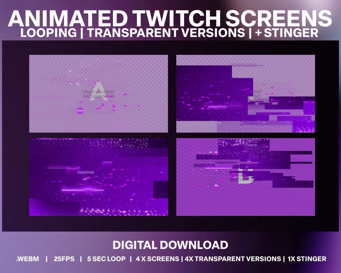 Neon Glitch Animated Twitch Stream Screens: Cyber Punk Overlay (digital ...