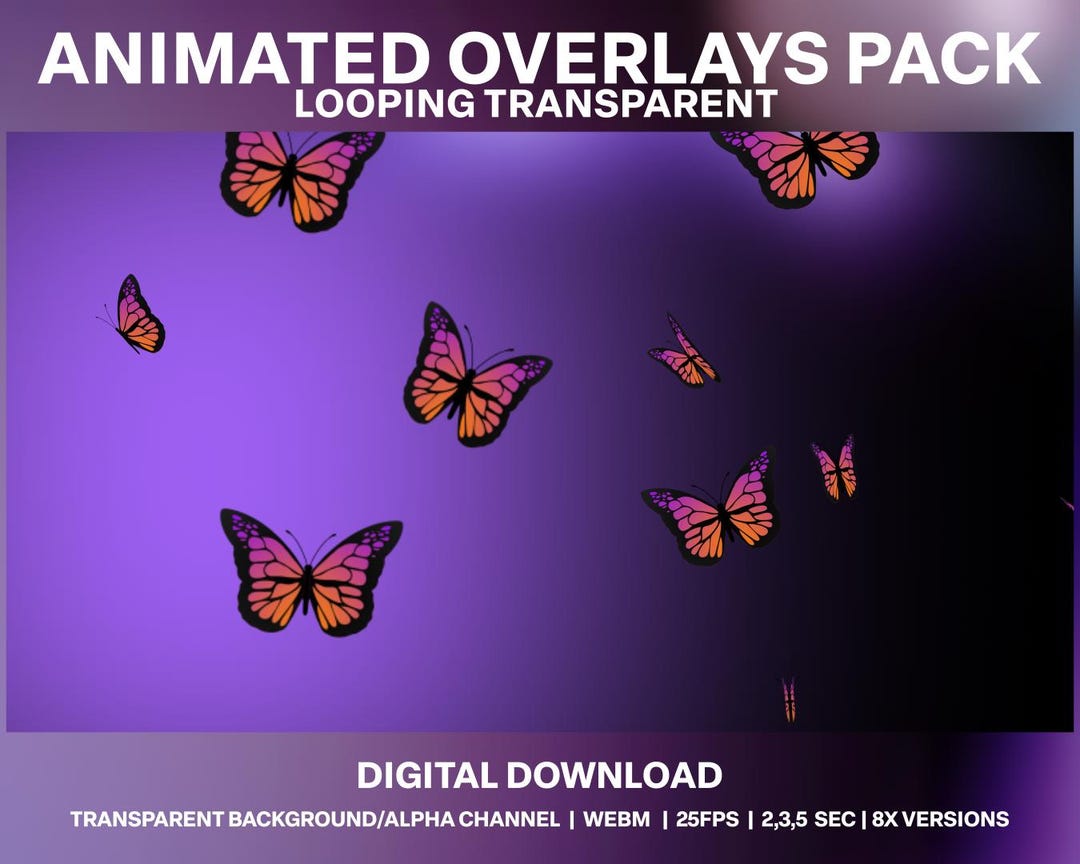 Animated Butterfly Stream Overlays: Tropical Nature Decoration (digital ...