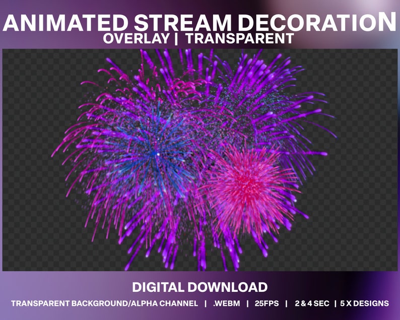 Fireworks Animated Stream Decoration Pack | Animated Party Fireworks ...