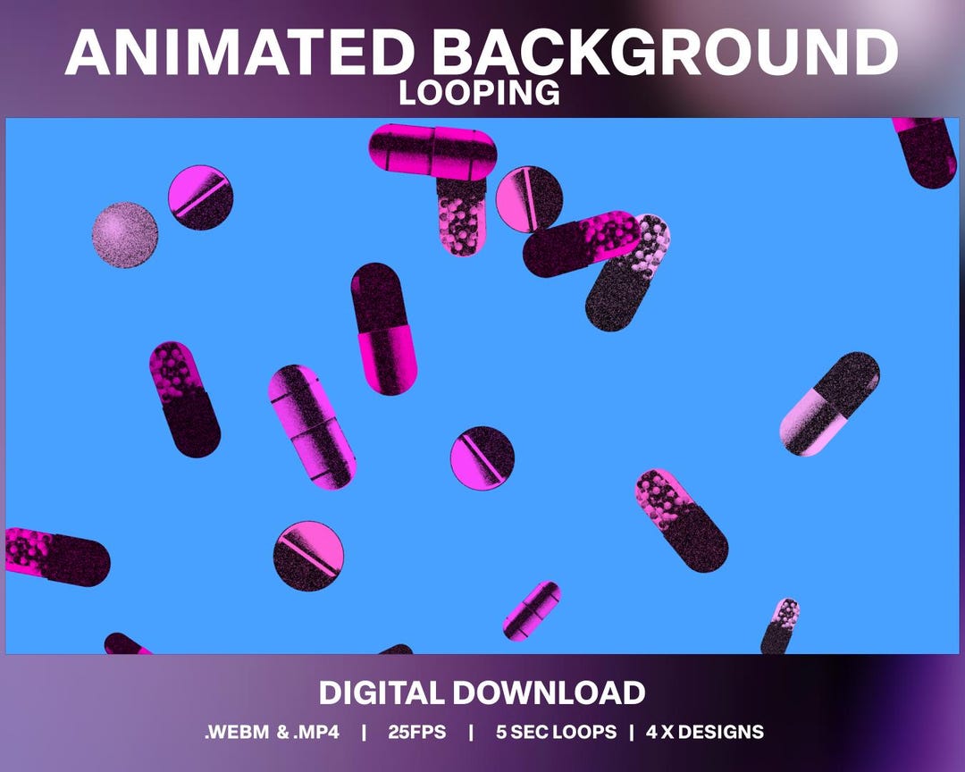 4x Animated Pill Background Loop Twitch DJ Streamer Disco Dance Visuals ...