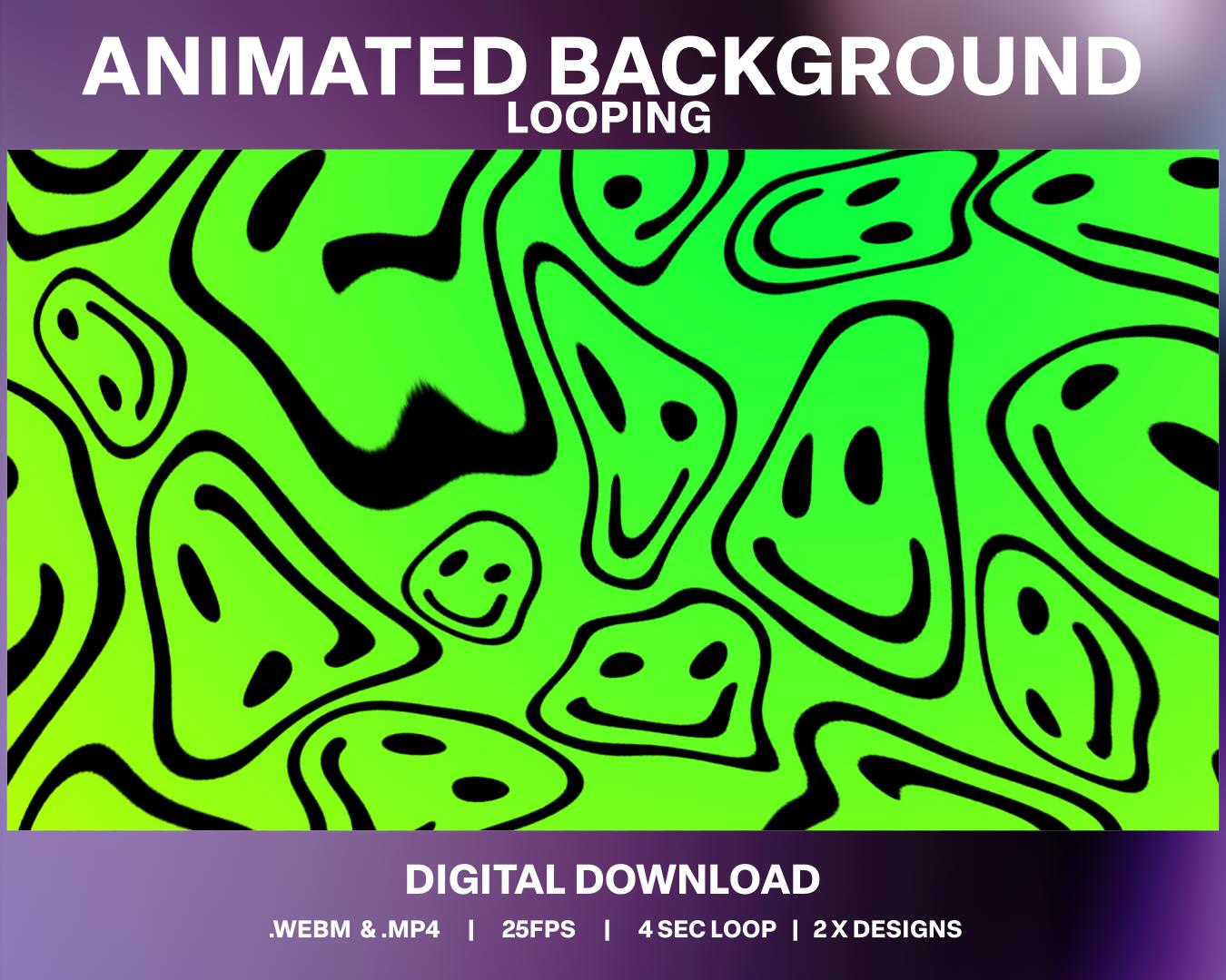 Animated Trippy Smiley Face Loop: Twitch DJ Stream Background (digital ...