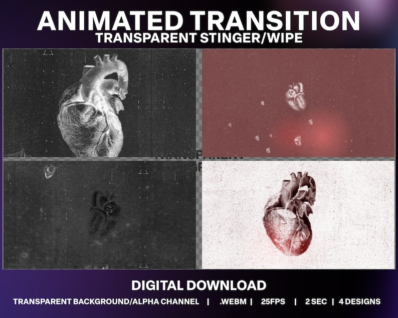 Creepy Heart Stream Transition: Glitch Punk Film Wipe (digital Download ...