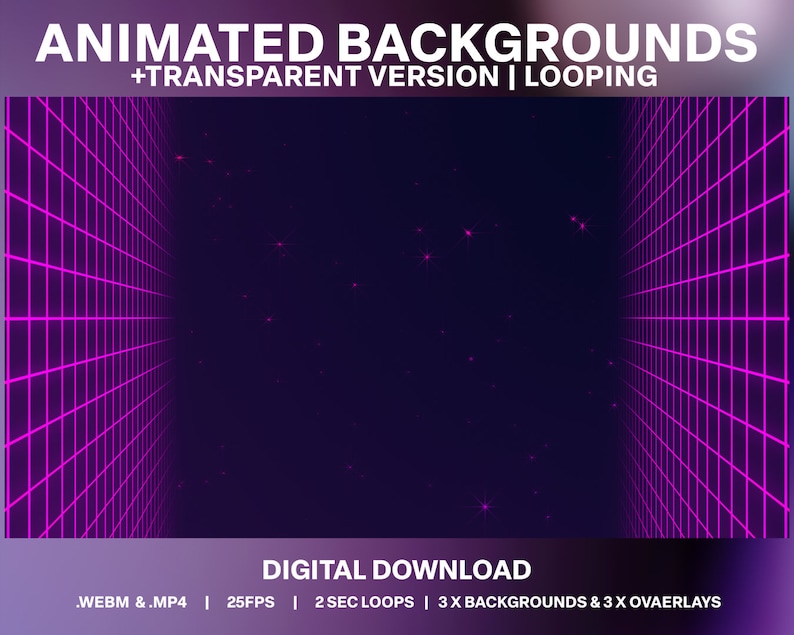 Neon Vaporwave Animated Backgrounds: Twitch DJ Stream Overlays (digital ...