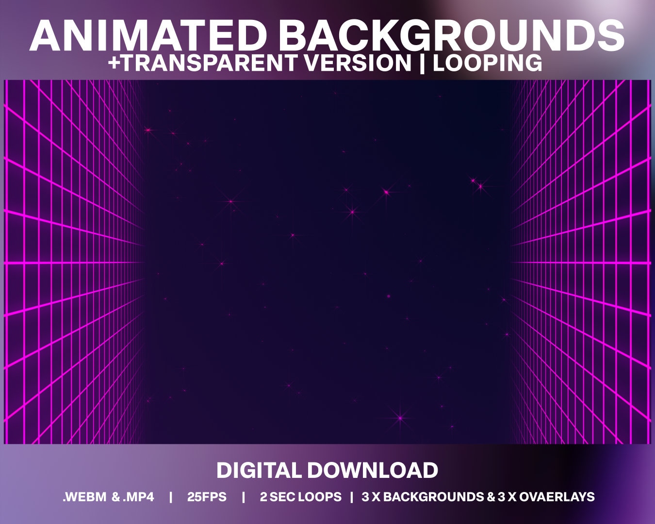 Neon Vaporwave Animated Backgrounds: Twitch DJ Stream Overlays (digital ...