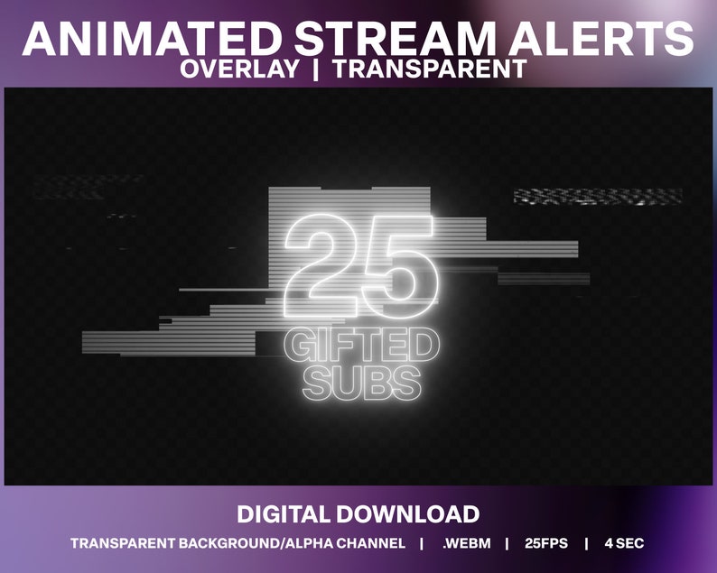 Neon Glitch Twitch Sub Alerts: Animated Stream Overlay (digital ...