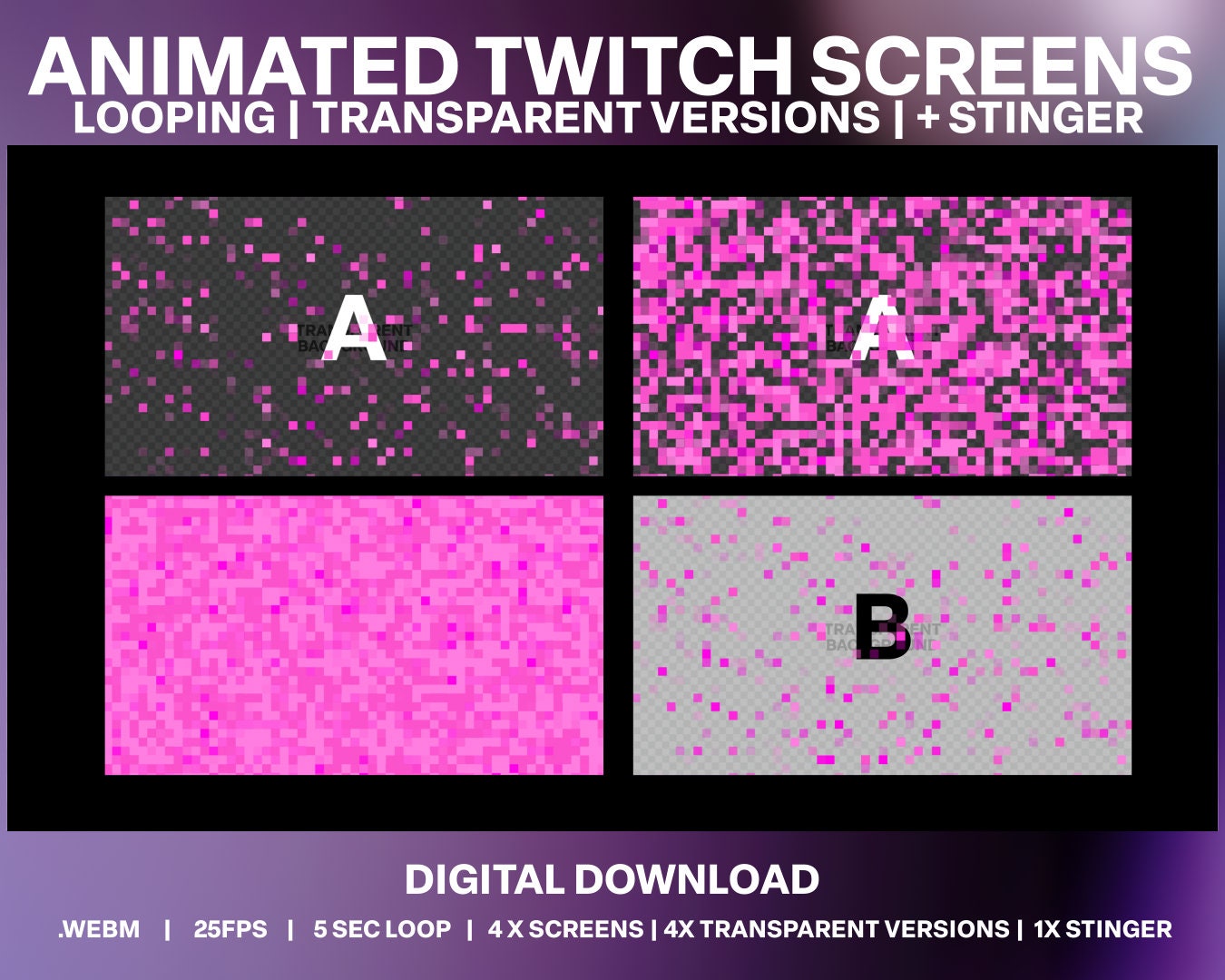 8bit Pixel Animated Stream Screens Pixel Art Overlays Twitch Stream ...
