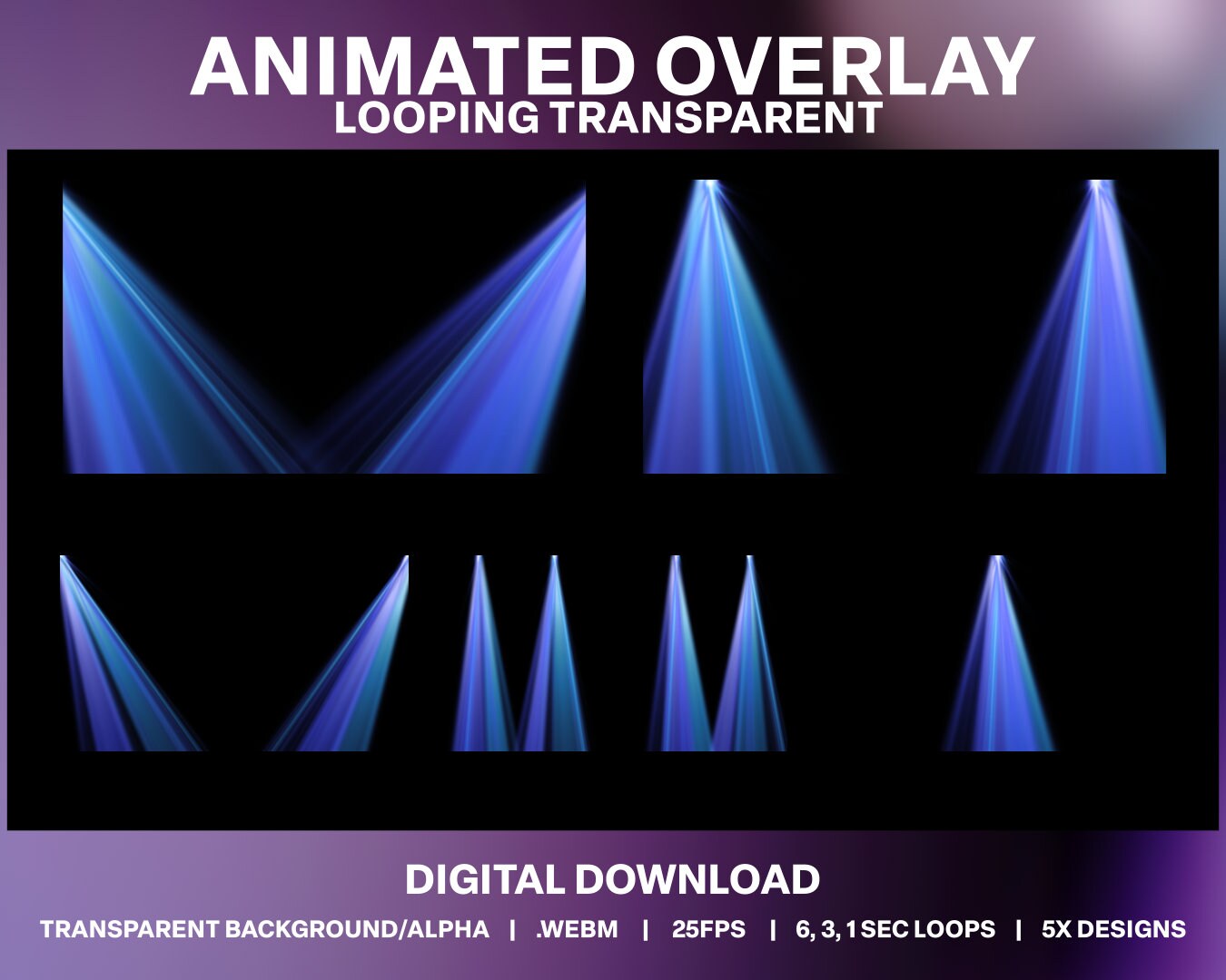 Animated Blue Stage Spotlights Loop: Twitch DJ Stream Overlay (digital ...
