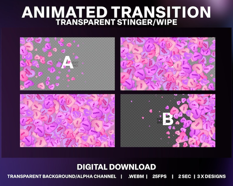 Candy Heart Animated Stream Transition: Valentine's Twitch Overlay ...