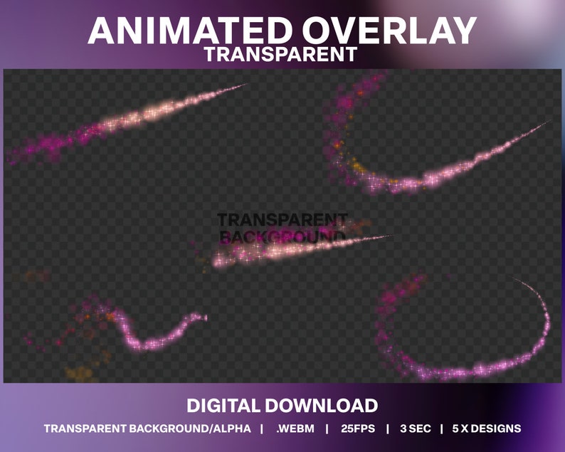 Particle Trail Animated Stream Overlay | Magical Pink Stream Decoration ...