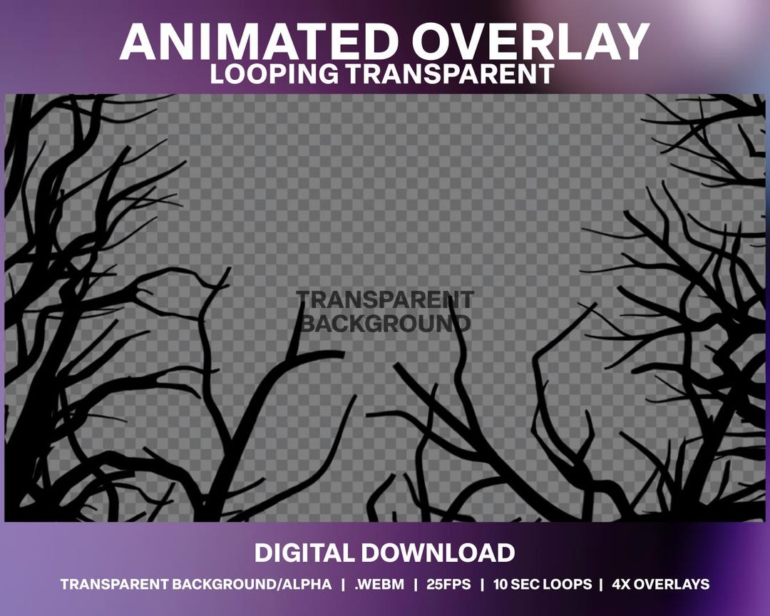 4 Animated Creepy Trees Stream Overlays | Looping Scary Halloween Live ...