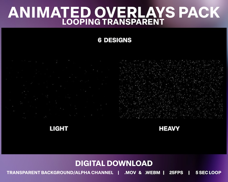 Old Film Grain Transparent Animated Overlay 6 Pack TV Noise Stream ...