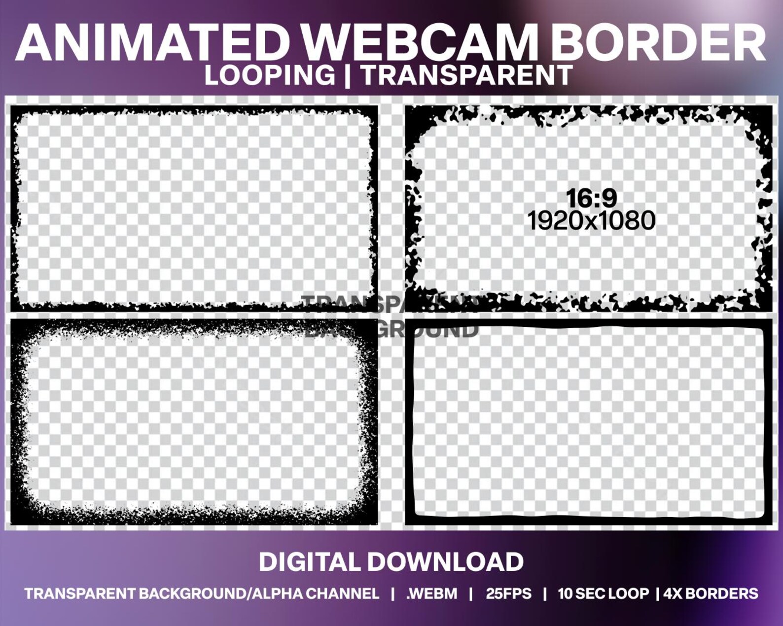 Animated Grunge Webcam Border: Creepy Stream Overlay (digital Download ...