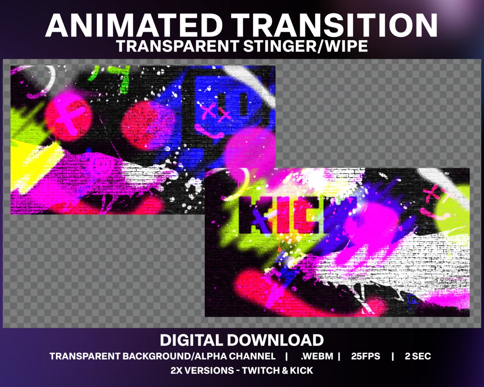 Graffiti Animated Stream Transition: Twitch & Kick Stinger (digital ...