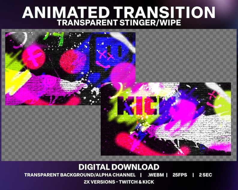 Graffiti Animated Stream Transition: Twitch & Kick Stinger (digital ...