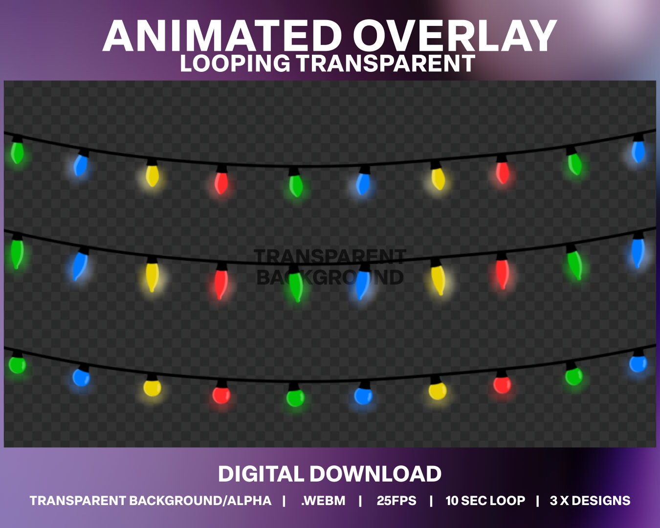 Fairy Lights Animated Stream Overlay | Christmas Lights Live Stream ...