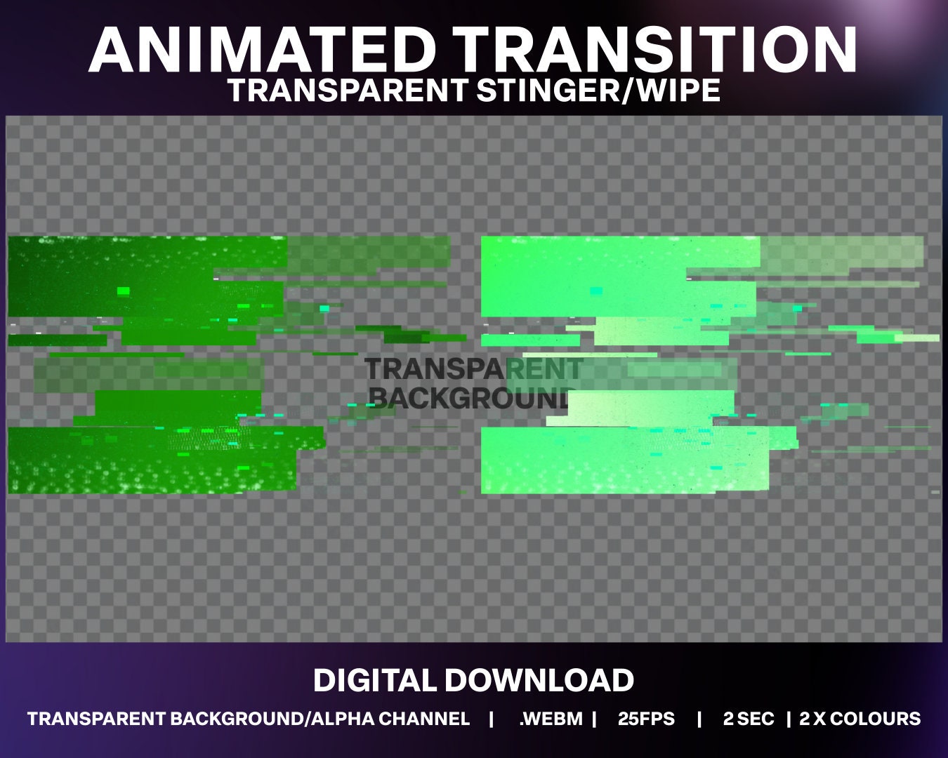 VHS Glitch Animated Transition Cyber Film Distortion Stream Wipe Neon ...