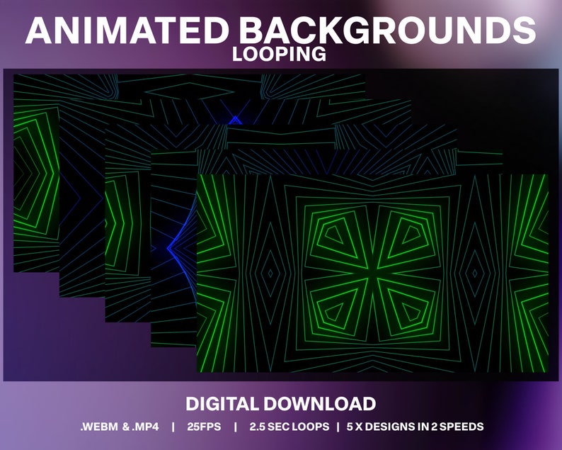 5x Animated Visual Loops | DJ Streaming Overlay | Neon Lines Stream ...