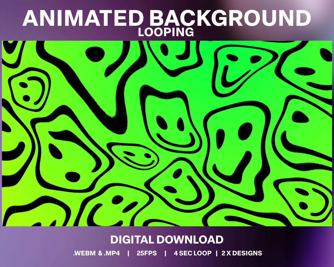 Animated Trippy Smiley Face Loop: Twitch DJ Stream Background (digital ...
