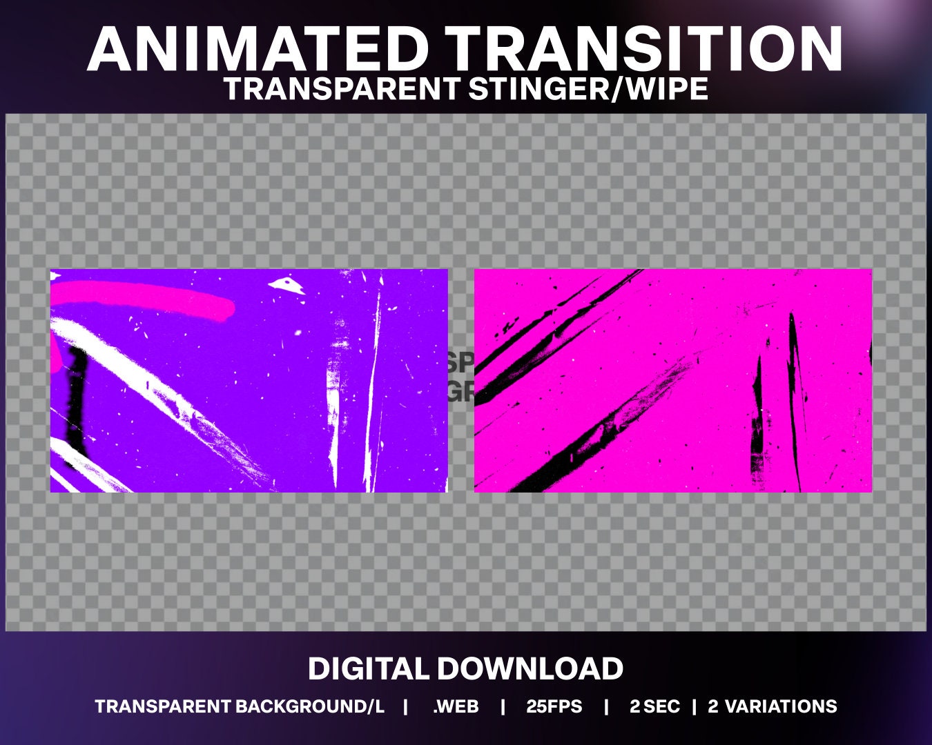 Film Distortion Animated Stream Transition: Grunge Glitch Stinger ...