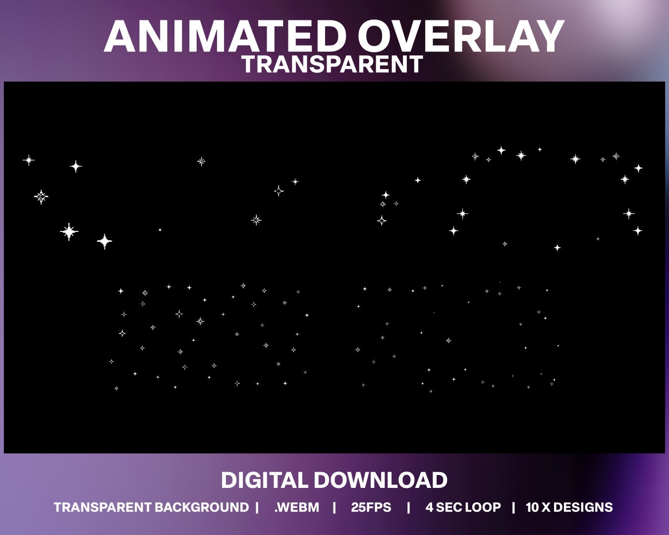 8bit Pixel Animated Stars Overlay | 10 Pack Starry Night Overlay Video ...