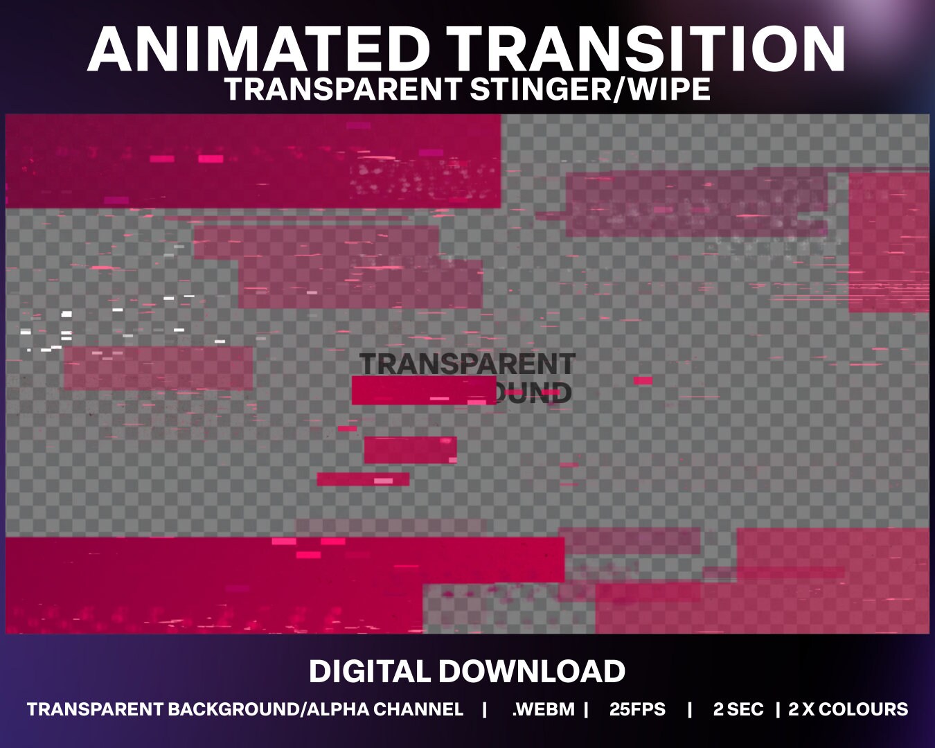 VHS Glitch Animated Transition Cyber Film Distortion Stream Wipe Neon ...
