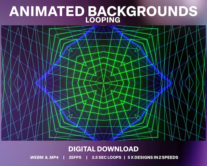 5x Animated Visual Loops | DJ Streaming Overlay | Neon Lines Stream ...