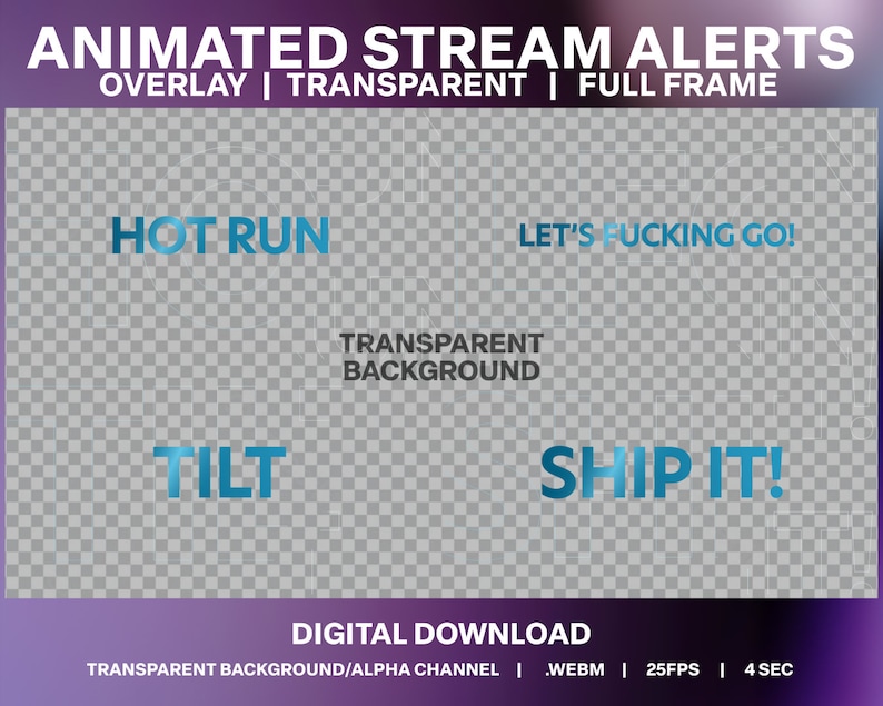 Blue Animated Text Stream Alerts Game Alert Overlays Full Frame Cheer ...
