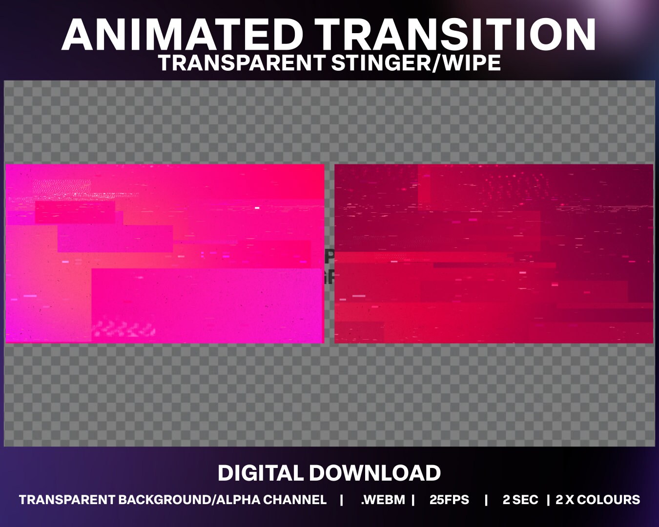 VHS Glitch Animated Transition Cyber Film Distortion Stream Wipe Neon ...