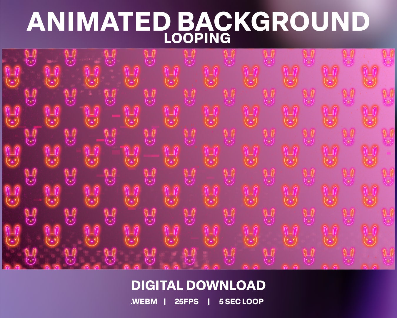 Neon Easter Bunny Glitch Stream Pack: Animated Twitch Overlays (digital ...