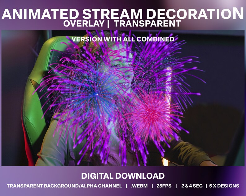 Fireworks Animated Stream Decoration Pack | Animated Party Fireworks ...