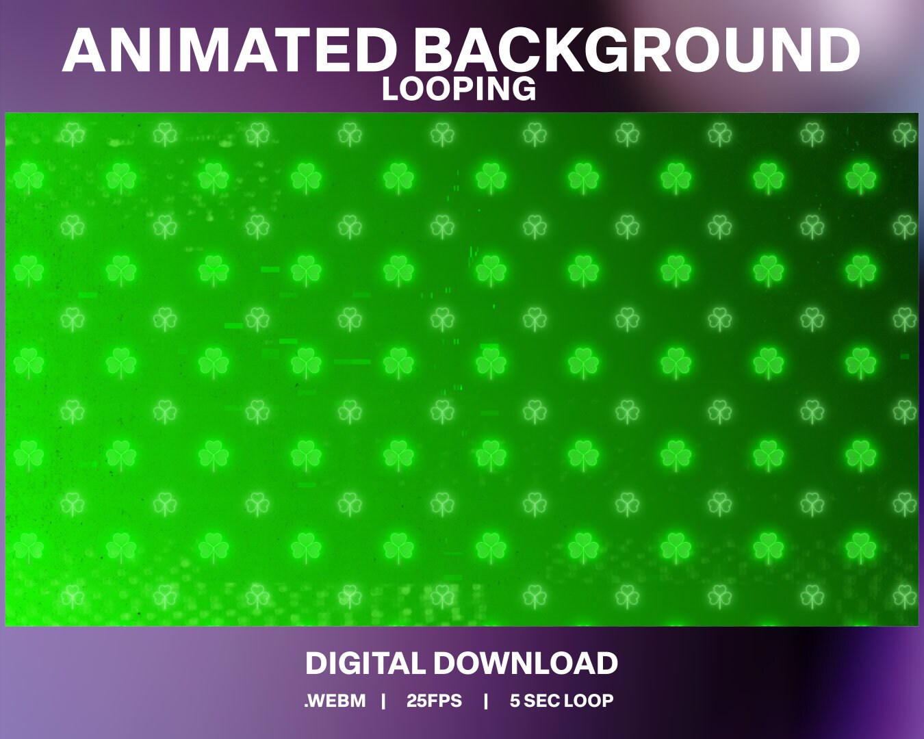 Clover Animated Stream Overlay Pack: Neon Green Glitch (digital ...