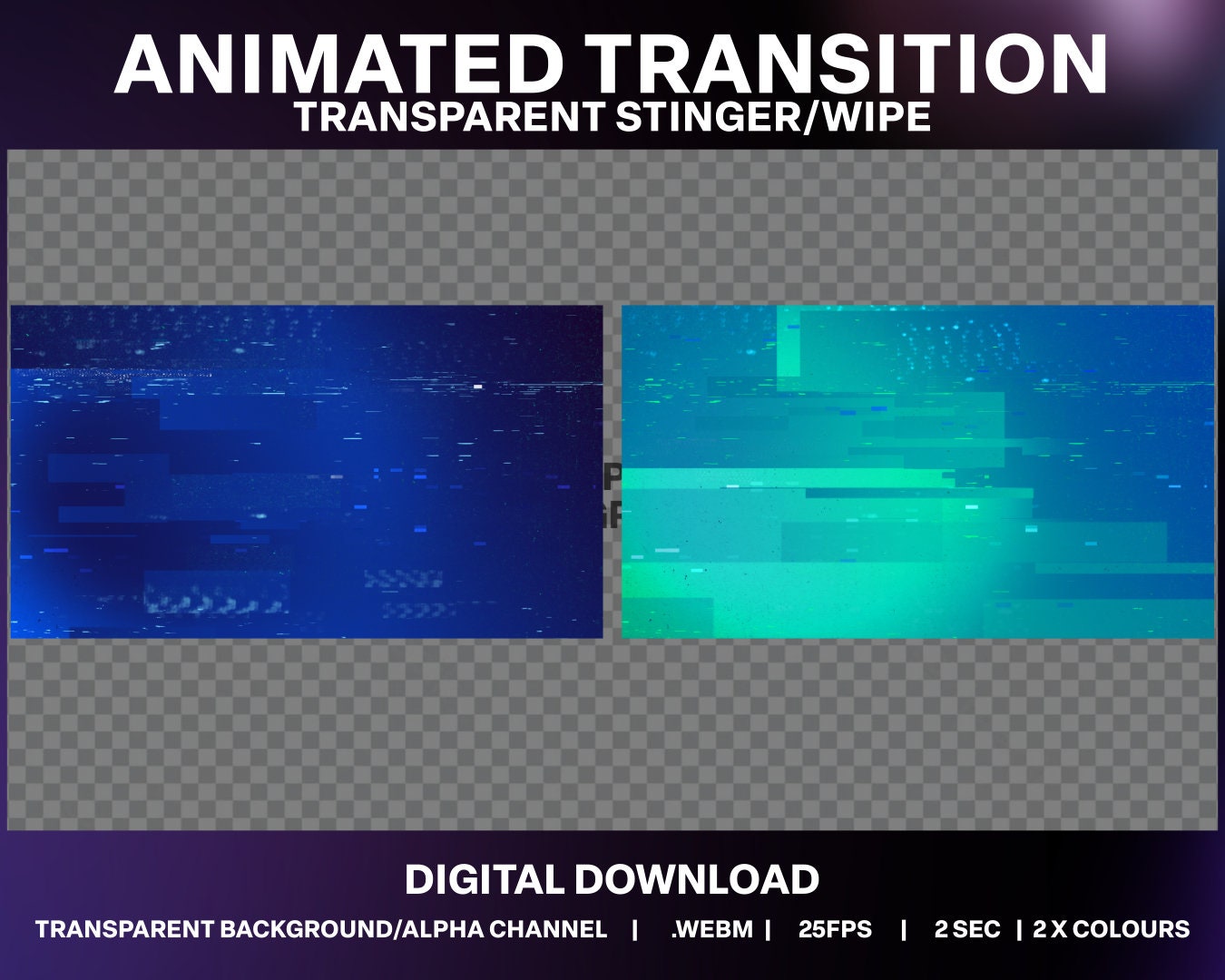 Neon Cyber Glitch Animated Stream Transition: Blue/green (digital Download) - Etsy