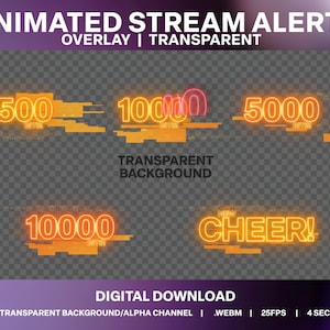 Neon Glitch Animated Twitch Cheer Alerts: Cyber Punk Stream Overlay ...