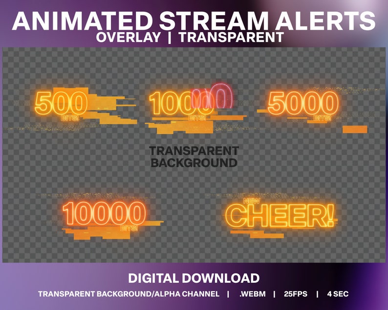 Neon Glitch Animated Twitch Cheer Alerts: Cyber Punk Stream Overlay ...