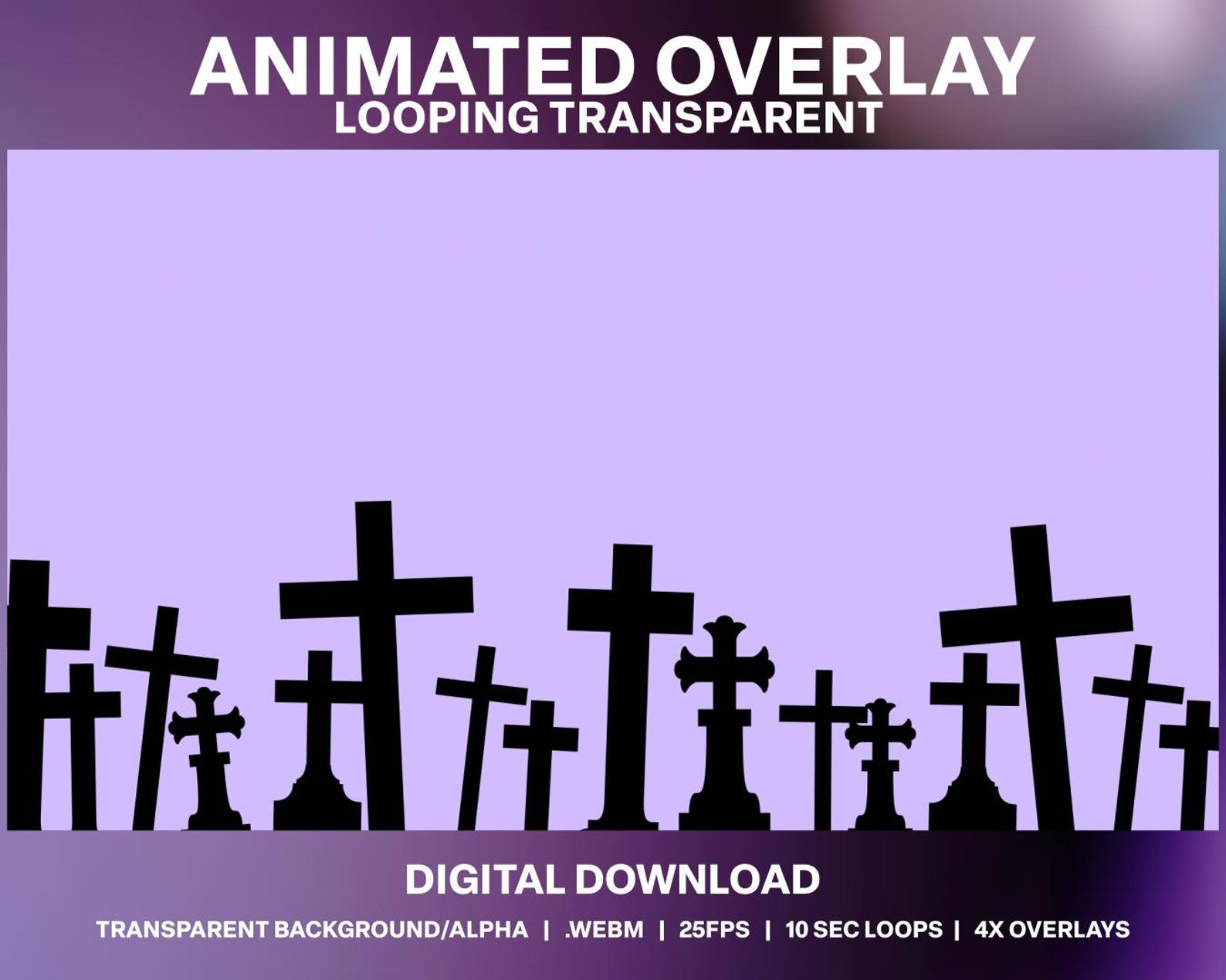 Animated Halloween Cemetery Stream Overlay: Creepy Tombstones (digital ...