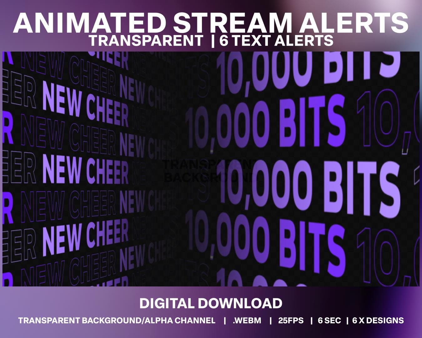 Animated Text Tunnel Twitch Bits Stream Alerts: Esports Steaming Cheers ...
